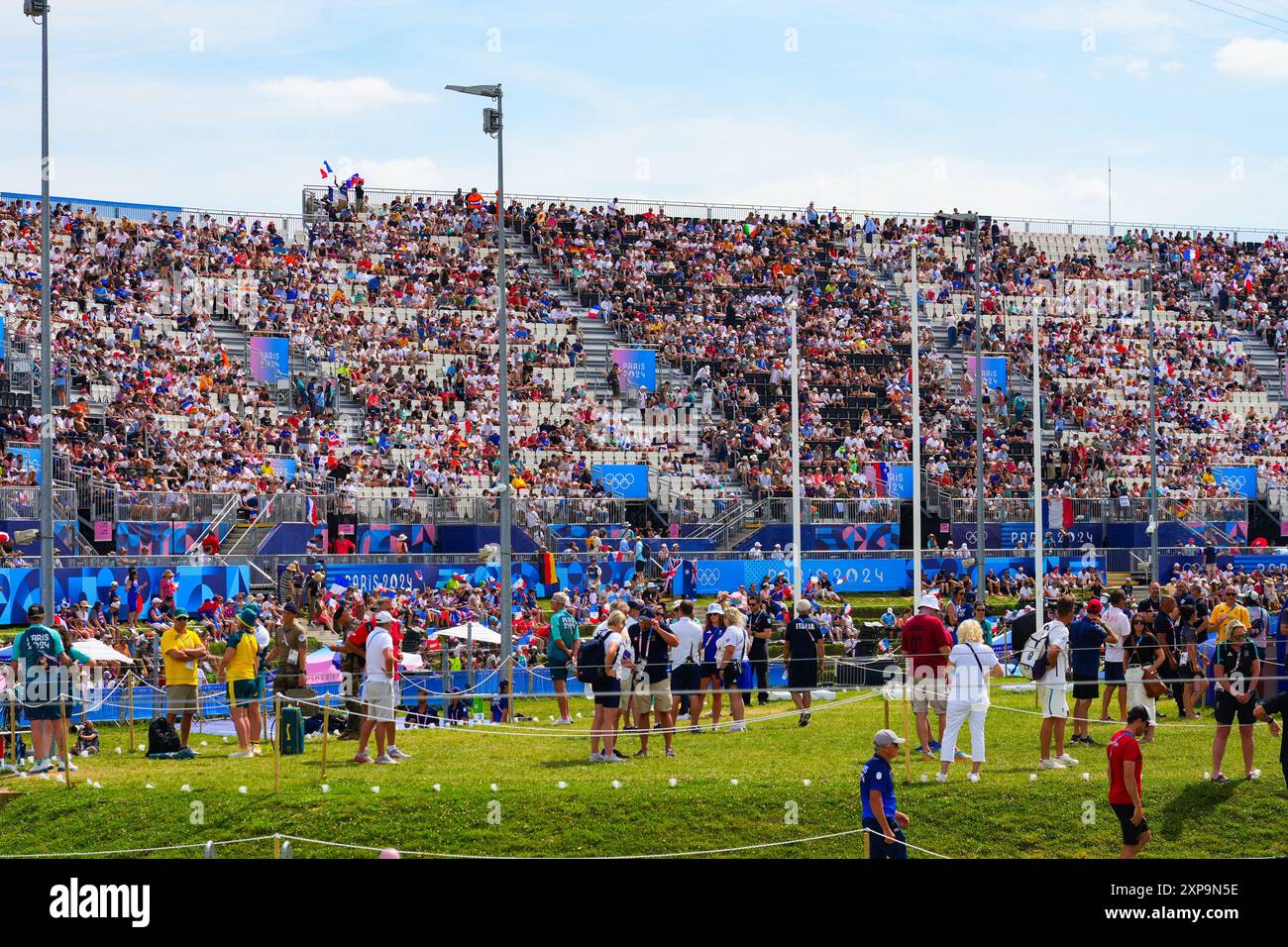 Vaires sur Marne, France - Aug 4, 2024 : Audience of the kayak cross ...