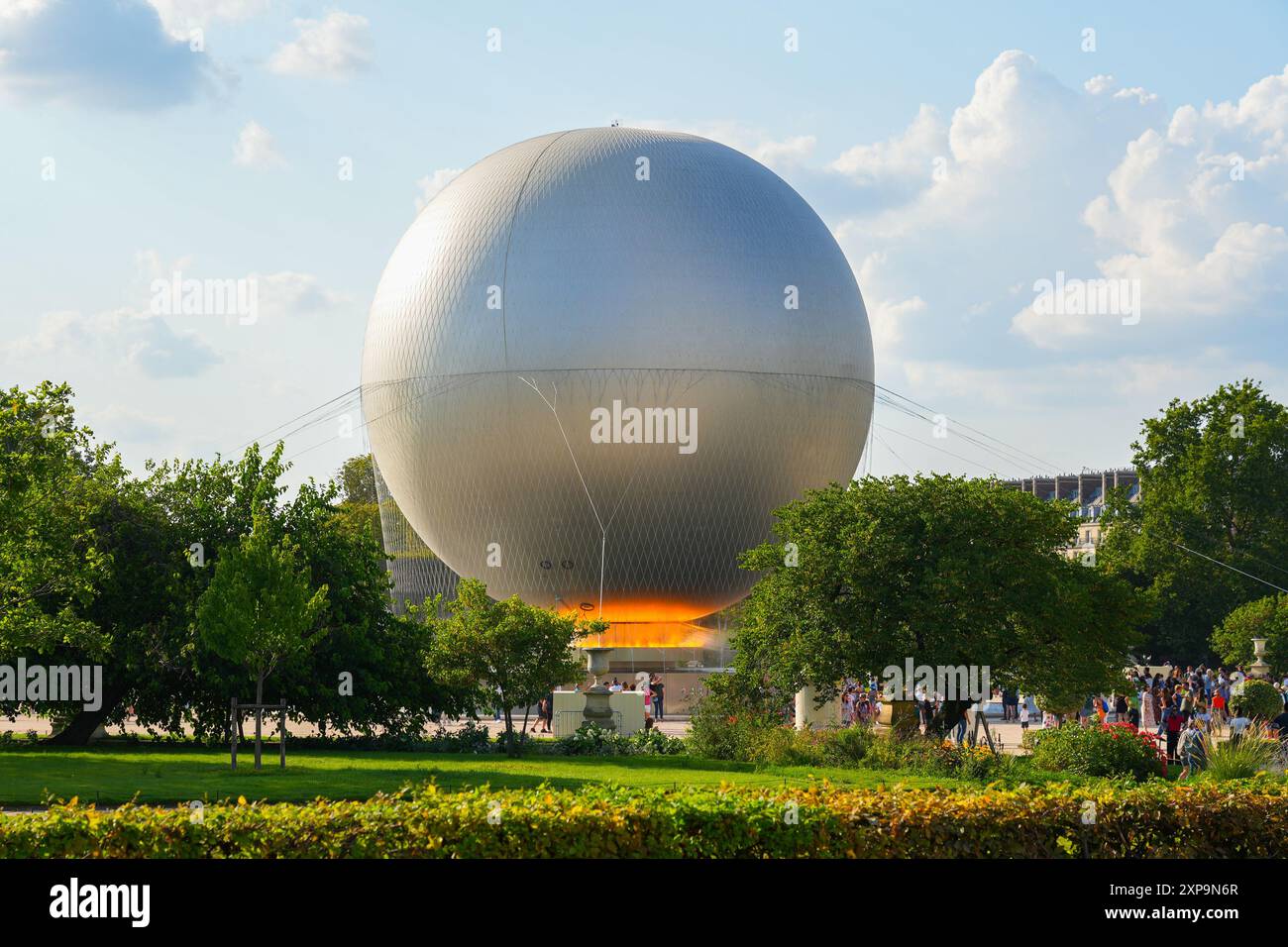 Paris, France - Aug 2, 2024 : Olympic Flame tethered balloon in the ...