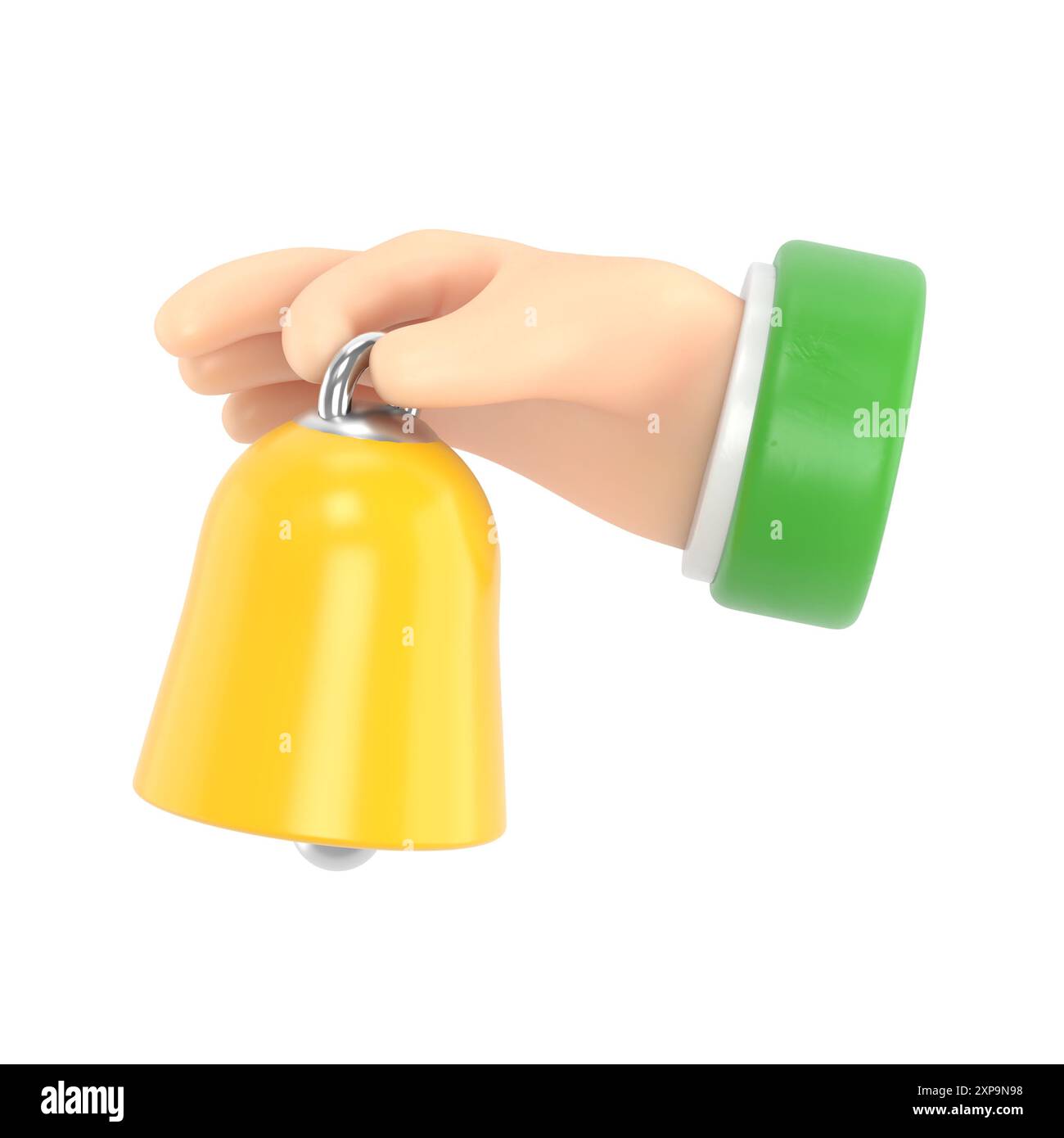 Cartoon Gesture Icon Mockup.Cartoon hand holding bell.3D rendering on ...