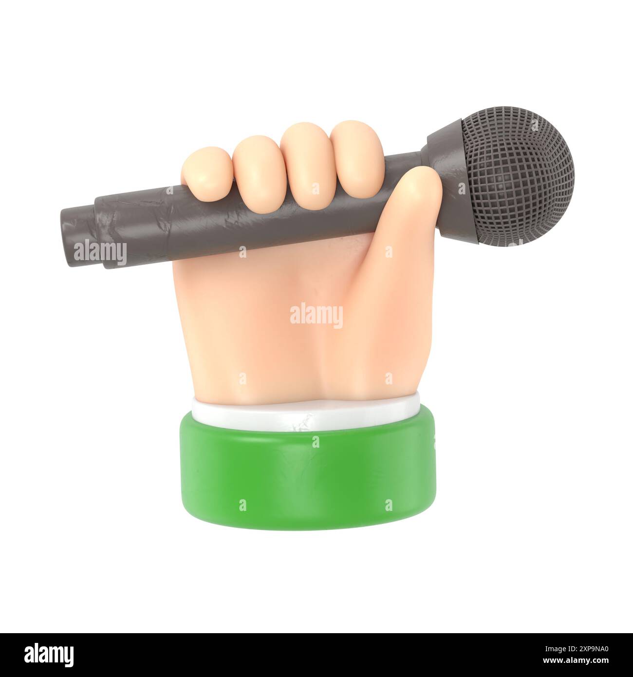 Cartoon Gesture Icon Mockup.Cartoon hand holding microphone.3D ...