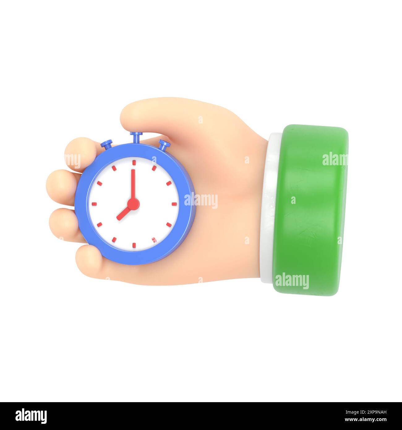 Cartoon Gesture Icon Mockup.Cartoon hand with a stopwatch.3D rendering ...