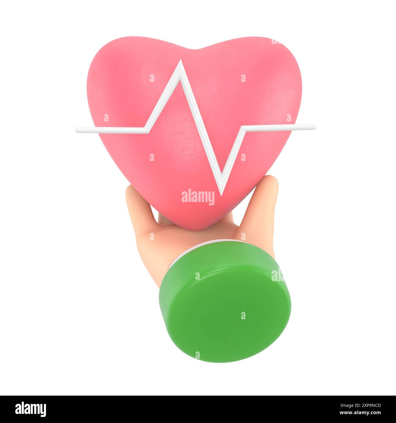 3d render. Medical heart rate icon. Doctor or cardiologist cartoon hand ...