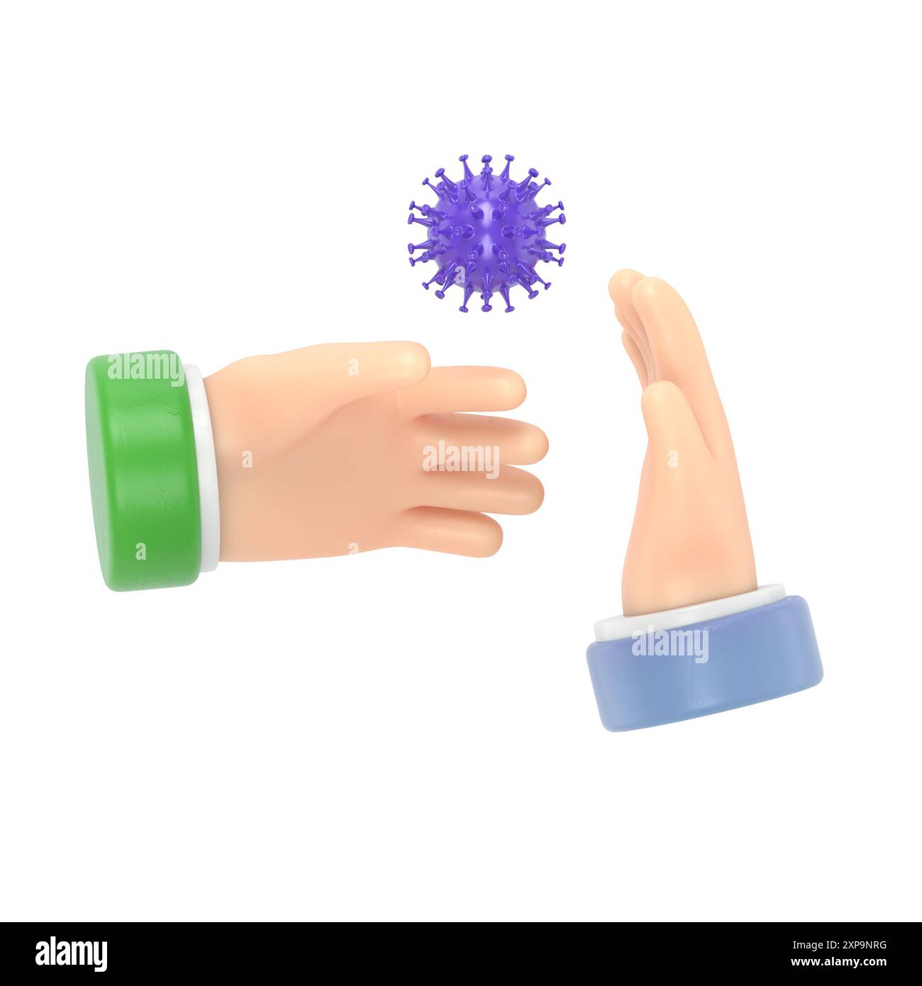 Bacteria on hand. Coronavirus transmitted through a handshake. Gesture ...