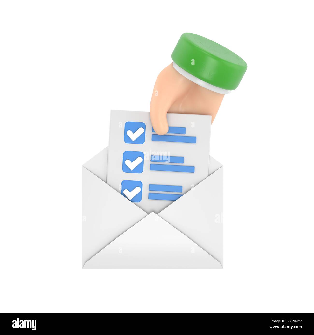 3d mail envelope icon with task management todo check list in hand ...