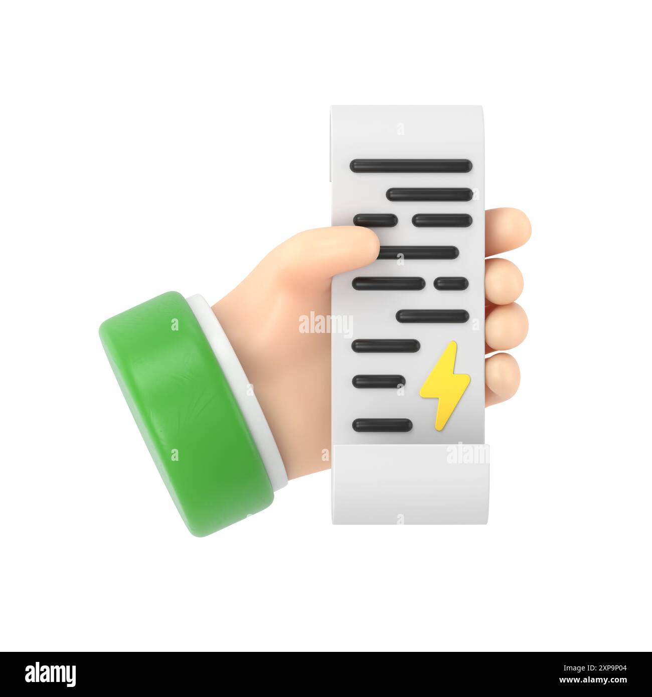 3d female hand holds payment energy bill paper invoice icon design ...