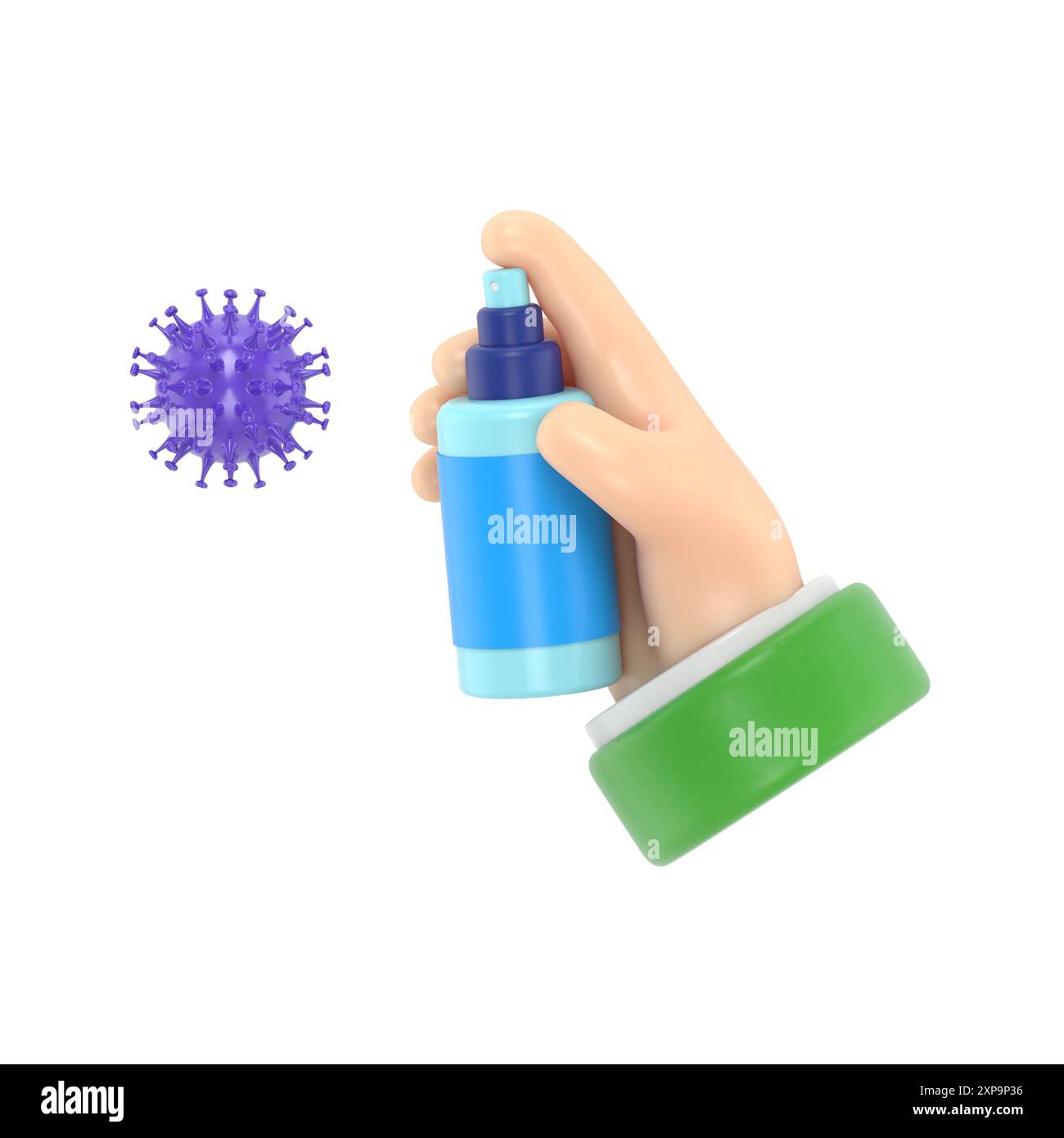 Man in gloves holds bottle of antiseptic spray. Antibacterial flask ...