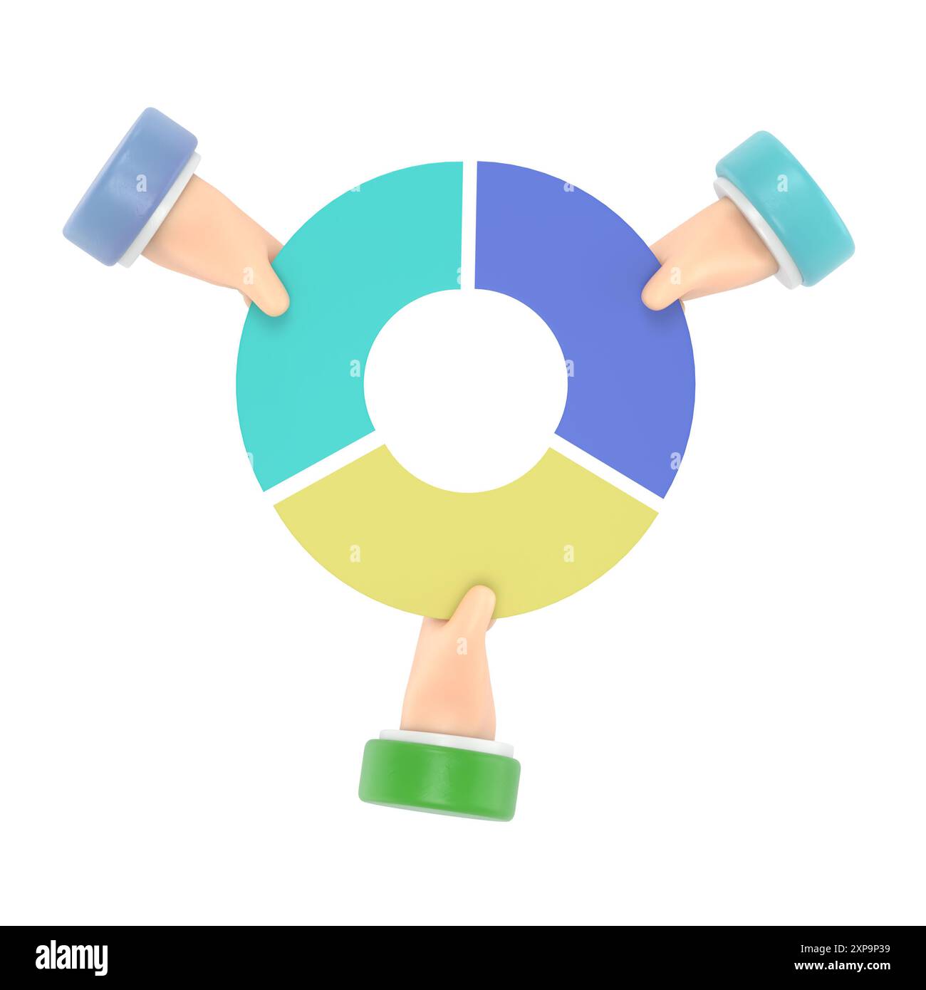 Market share business concept. Competing businessman holding in hand ...