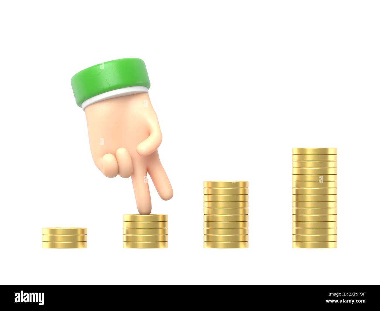Money staircase concept. Businessman walk fingers over the stock of ...