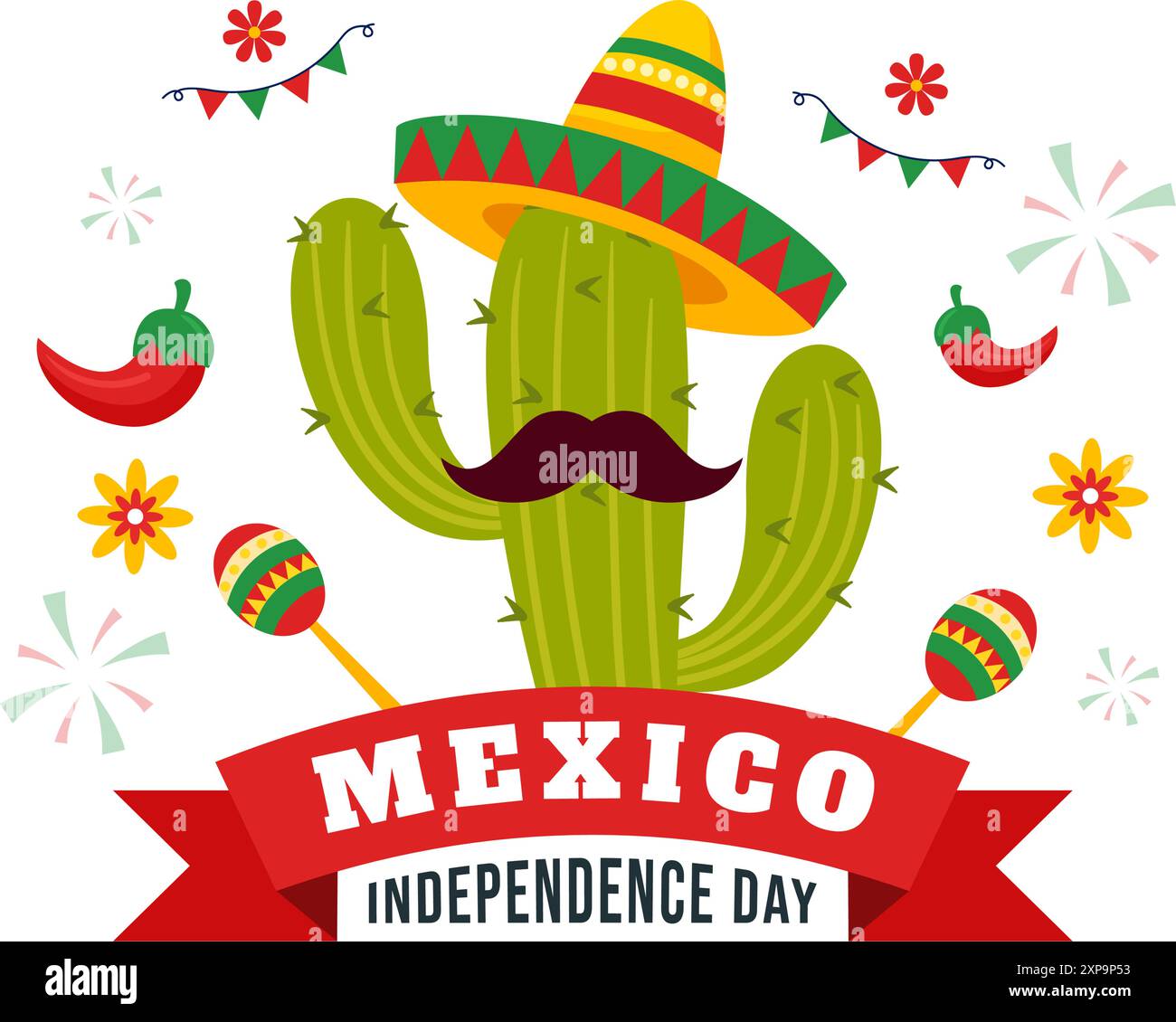 Mexico Independence Day Vector Illustration on September 16 with Waving ...