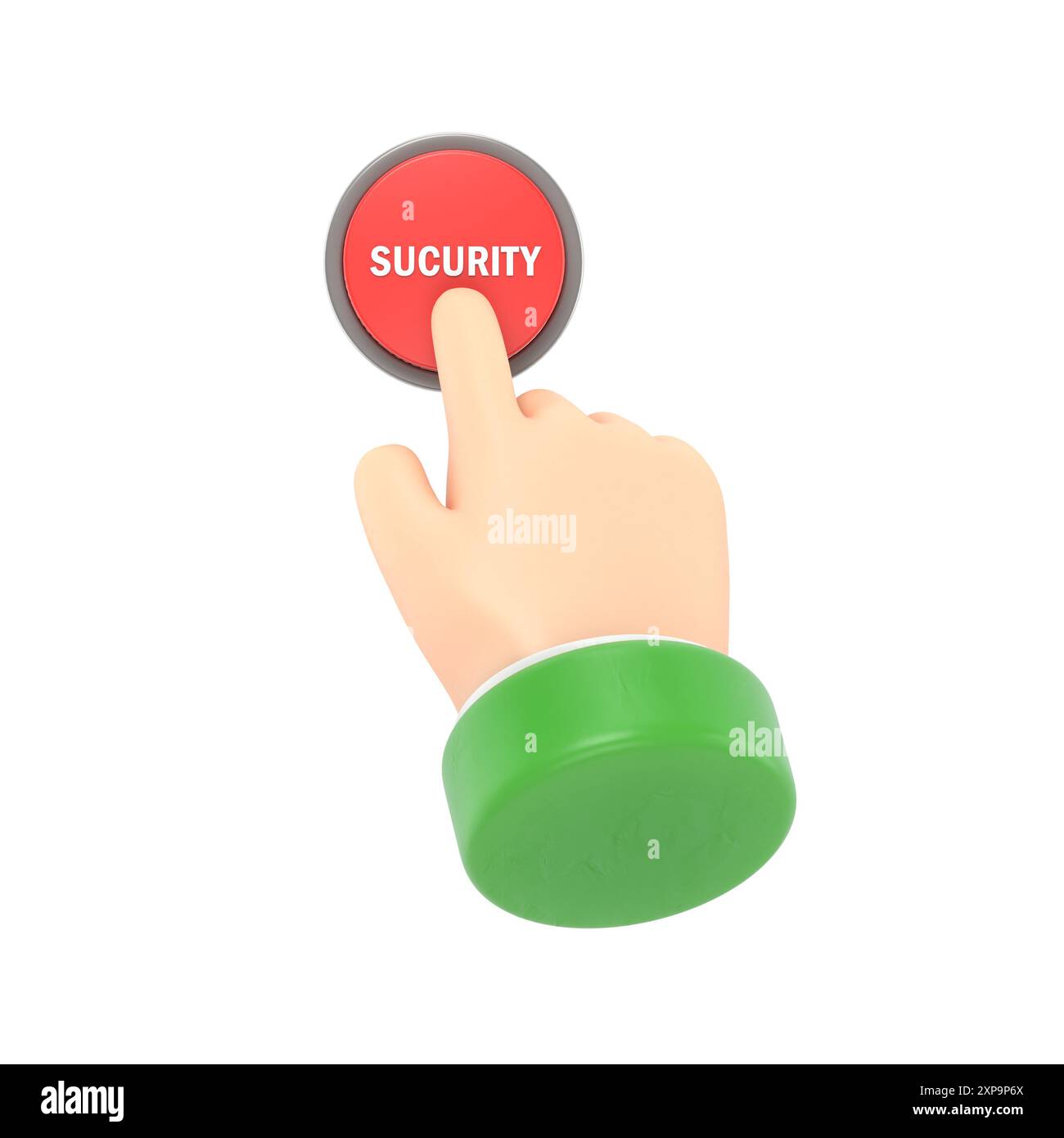 Security button. Hand pressing red button. Push finger. 3d illustration ...