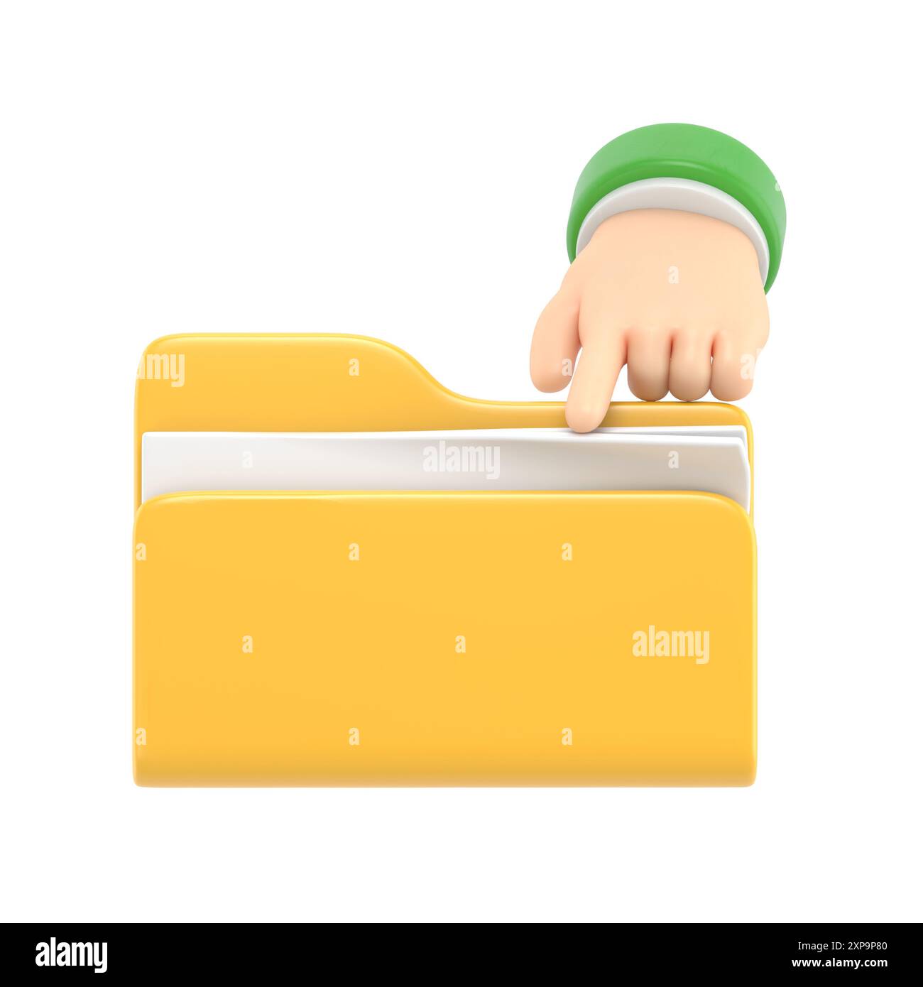 Cartoon Gesture Icon Mockup.Looking for information in a folder with ...