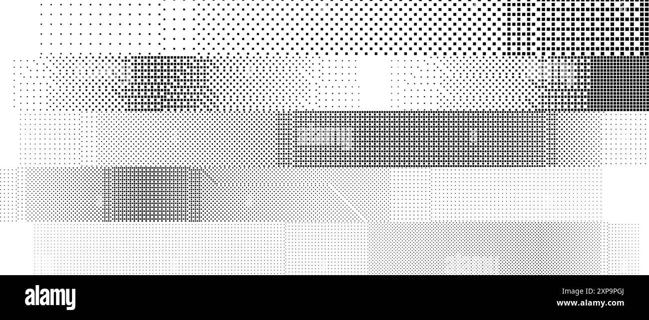 Bitmap pixelated striped pattern. Glitch noise stripe texture. Black ...