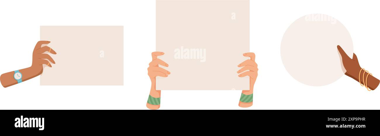 Hand parade revolution poster isolated collection Stock Vector Image ...