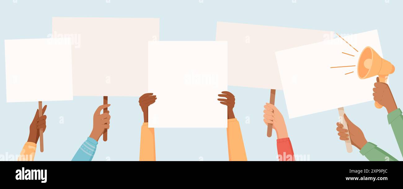 Protest signs angry crowd Stock Vector Images - Alamy