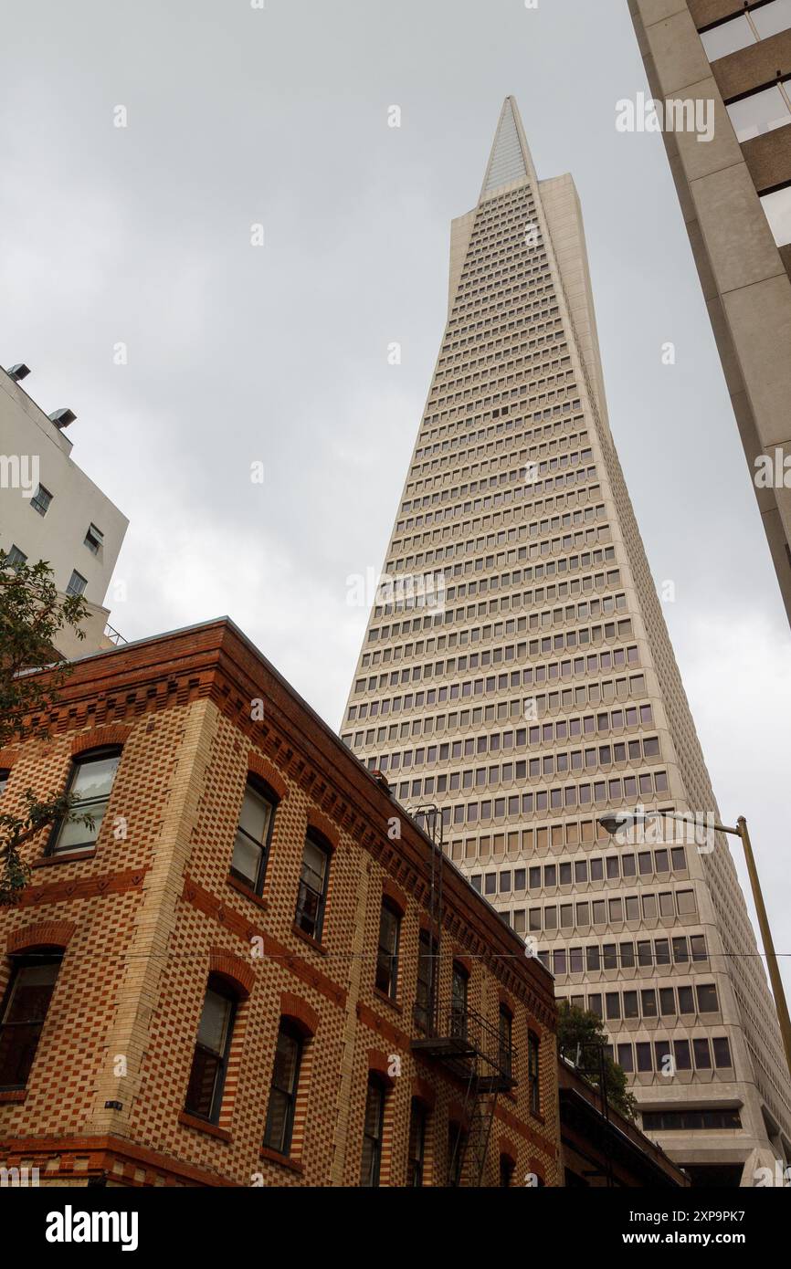 The modern architecture of Transamerica Pyramid Skyscraper in downtown ...