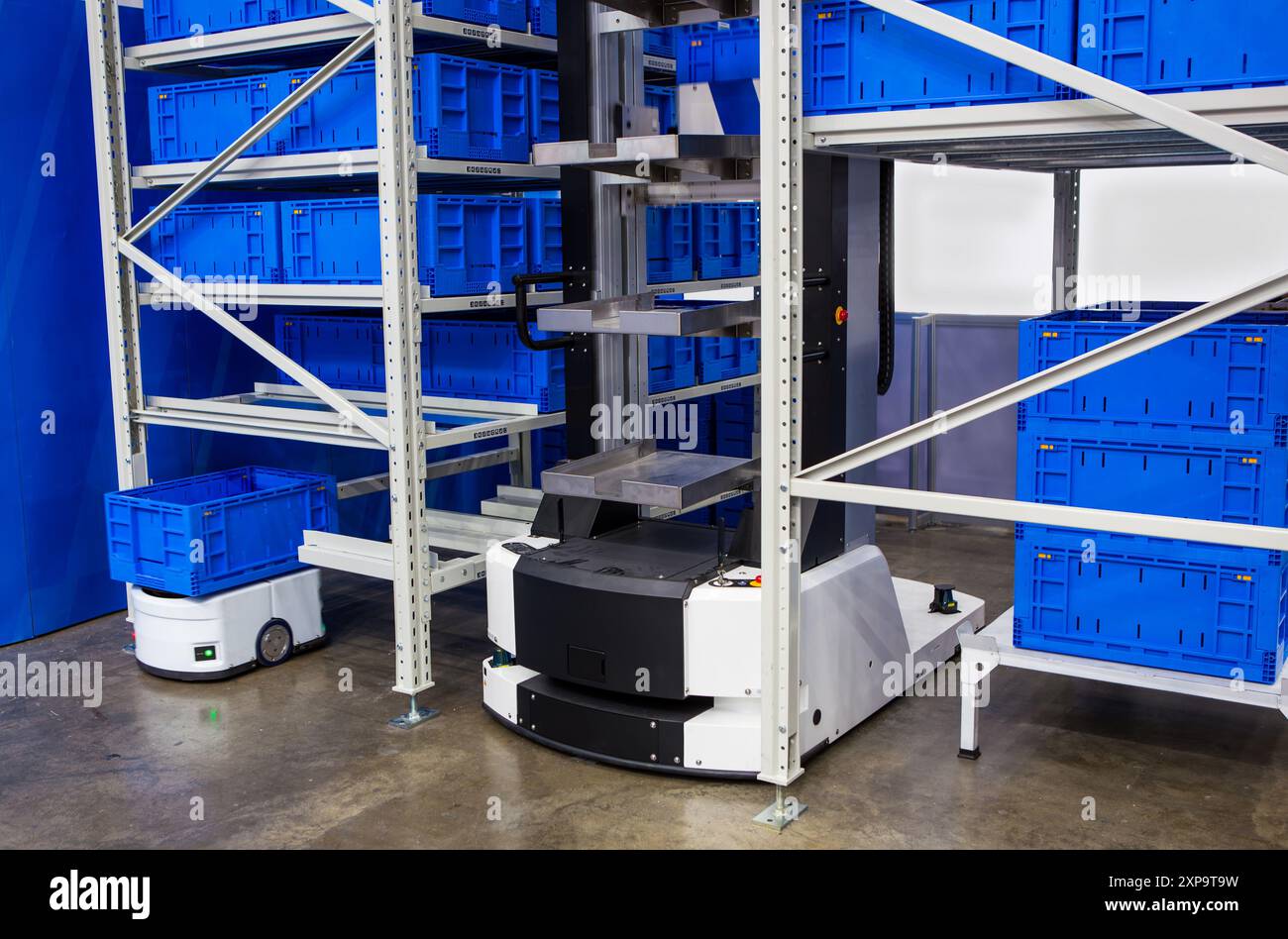 Autonomous robot picking materials from multi-layer rack in modern ...