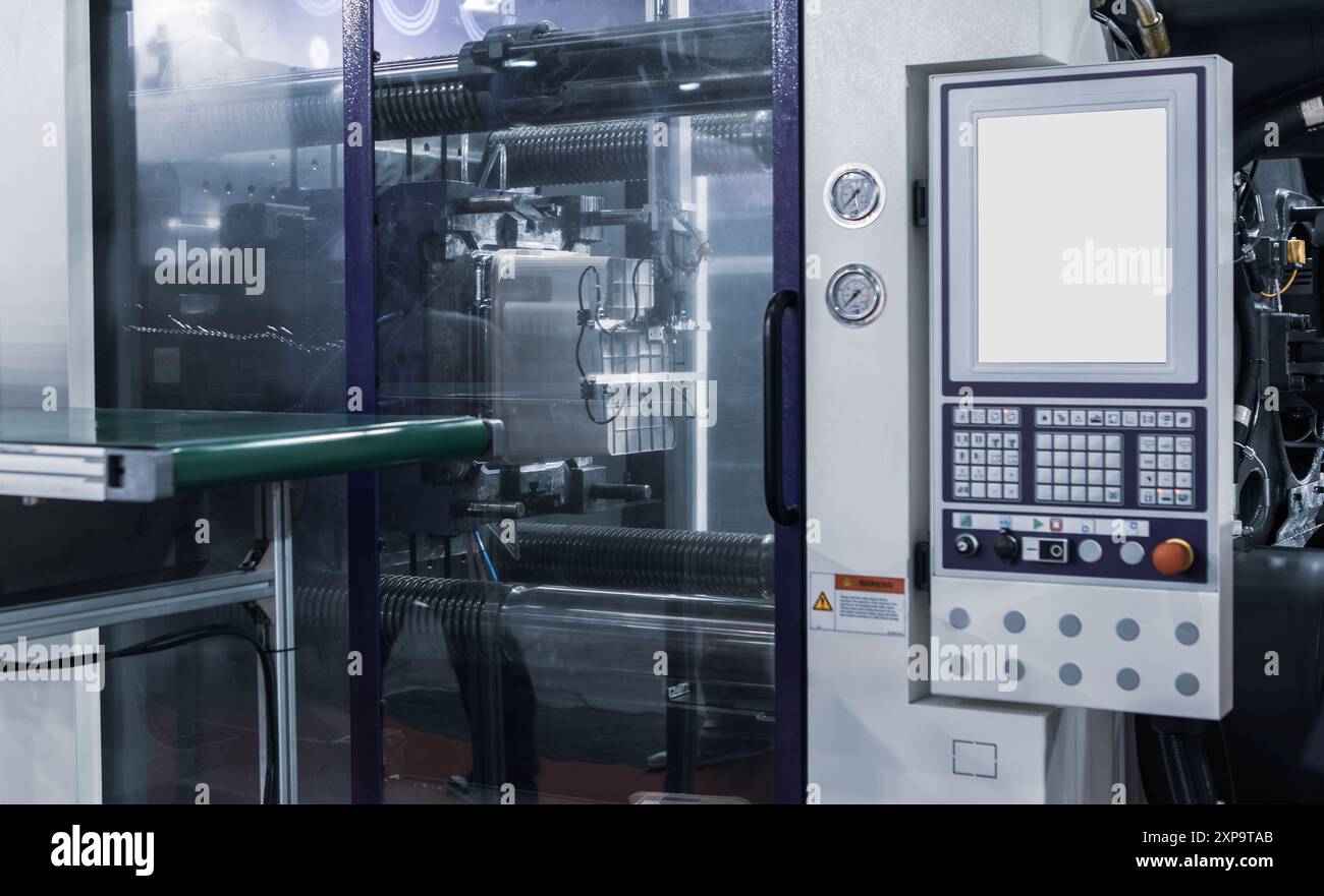 Process of plastic buckets on plastic injection molding press machine ...