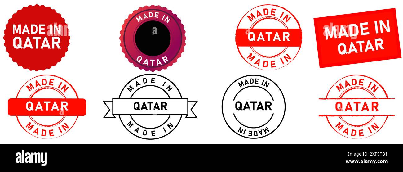 made in qatar stamp collection arabian asian sign design label red ...