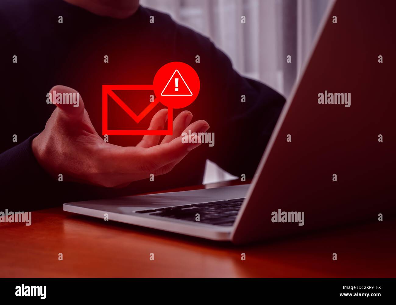 Scammer attack with sms spam phishing online communication concept. Red ...