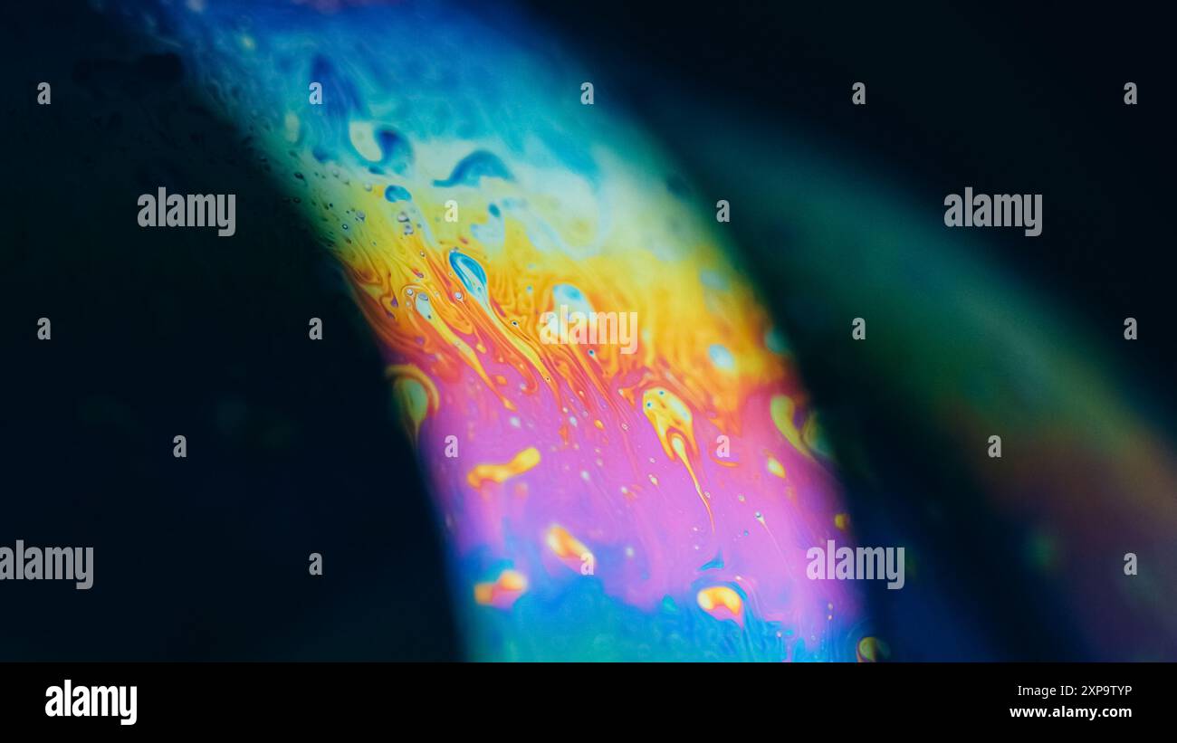 Blur psychedelic fluid. Paint mix. Defocused orange pink blue color ...