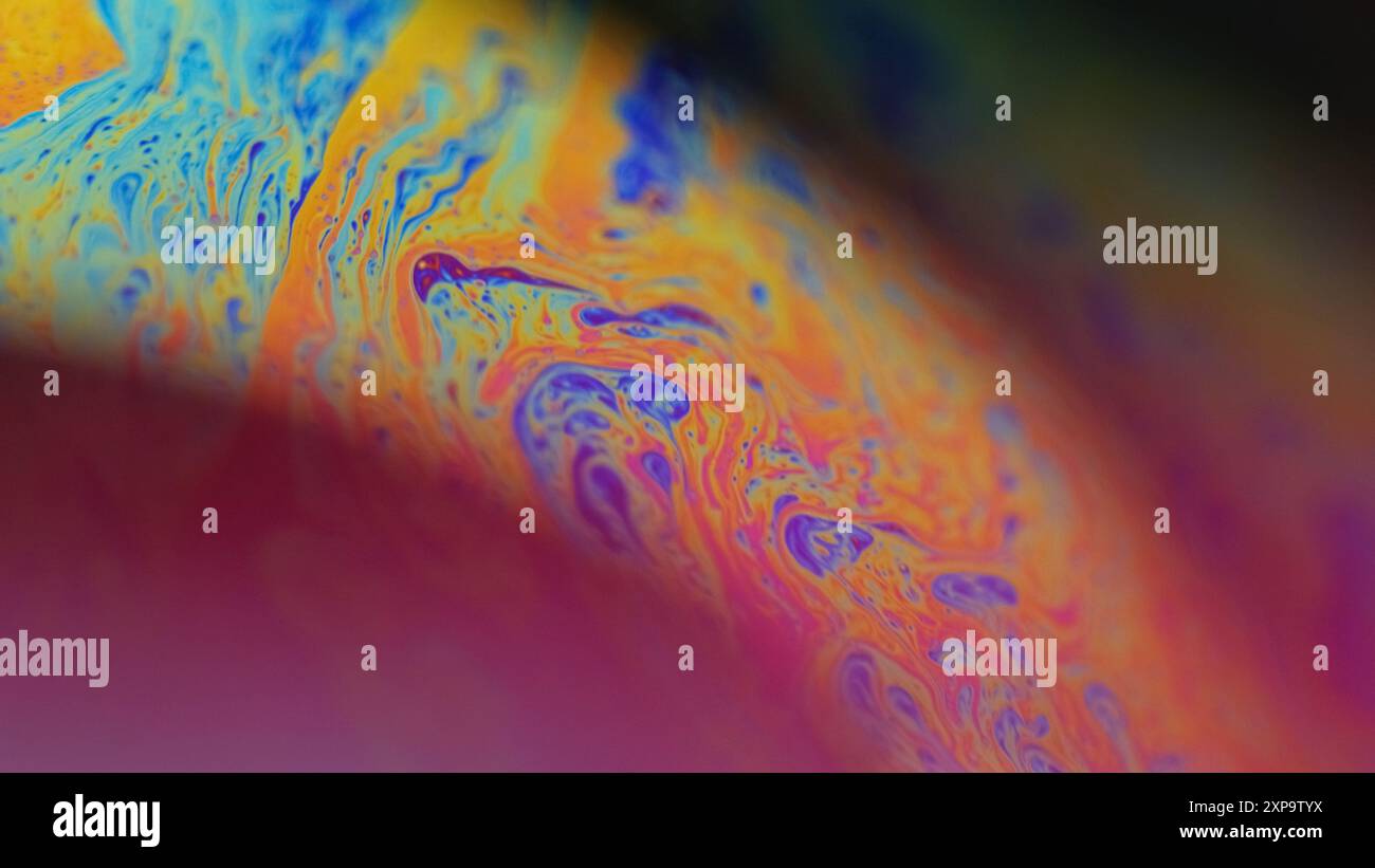 Acid ink. Bubble liquid. Defocused blue yellow color fizzy texture ...