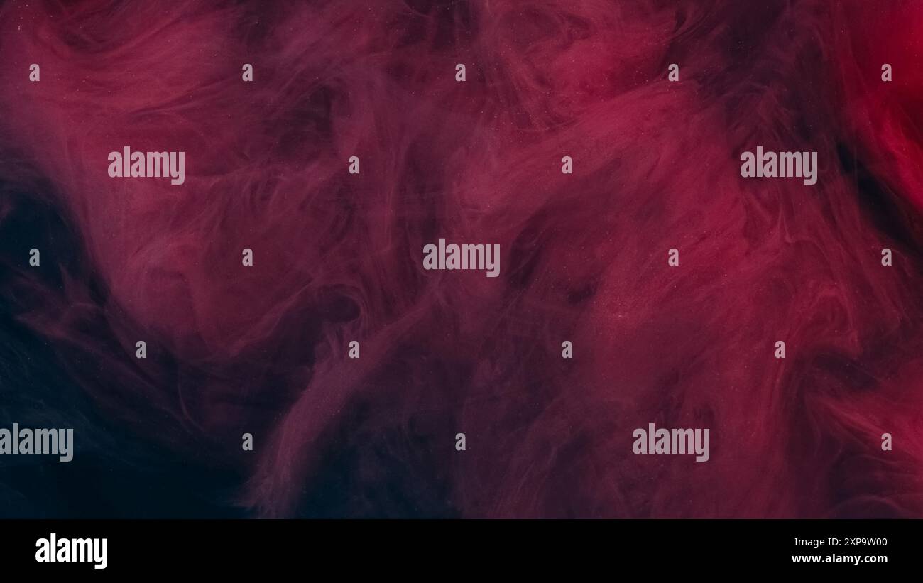 Smoke cloud. Ink water splash. Defocused pink red black color glitter ...