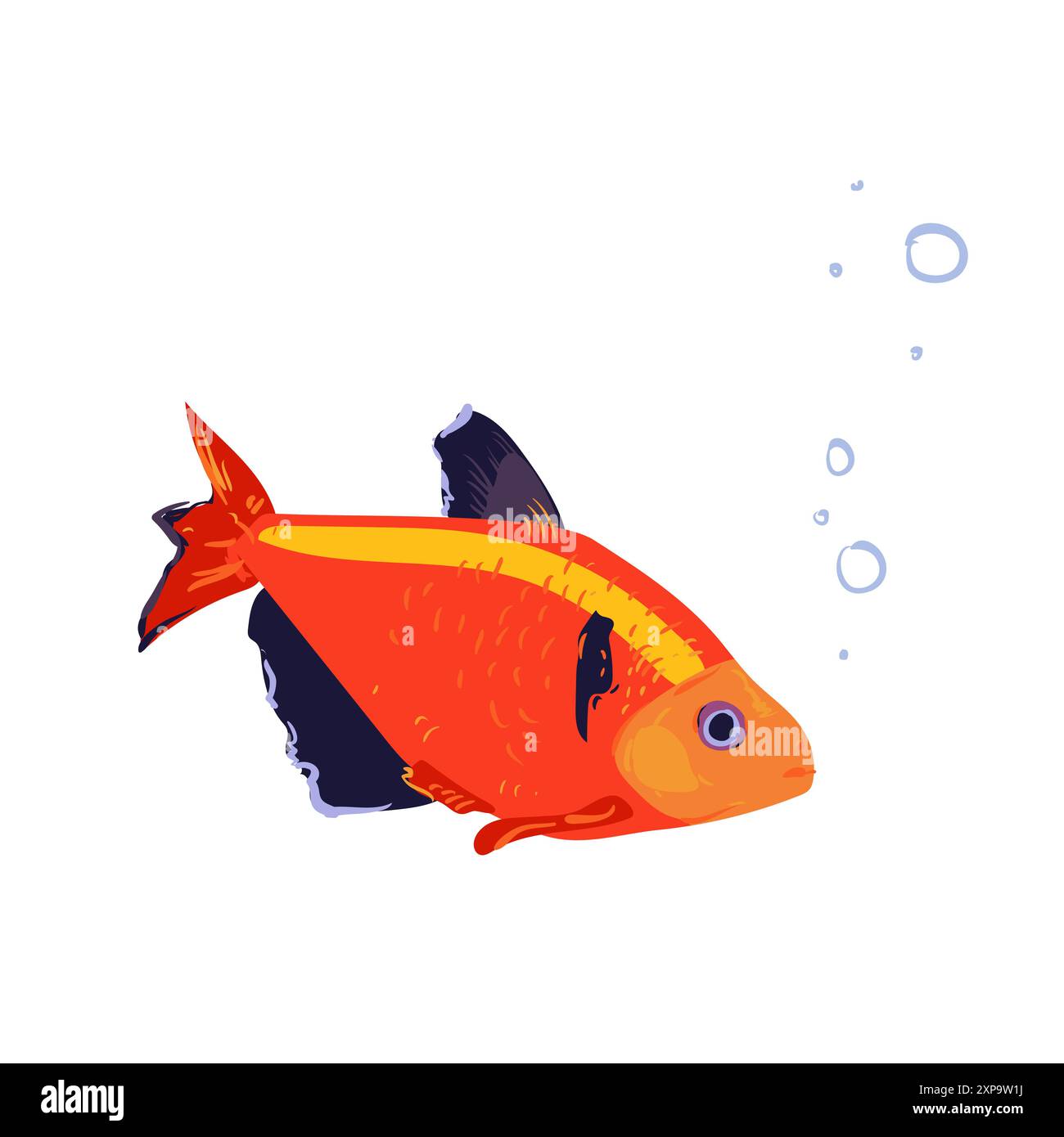 Vector illustration of an aquarium goldfish. A pet in a flat style on a ...
