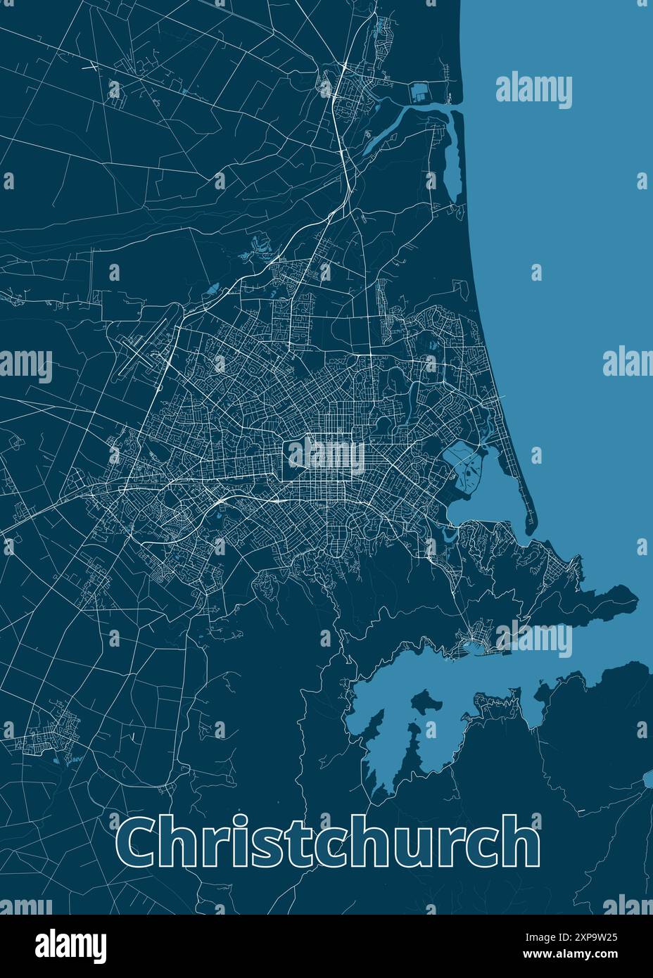 Christchurch, New Zealand artistic blueprint map poster art Stock ...
