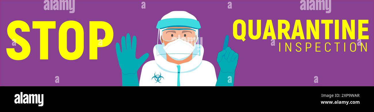 Vector graphic of banner with sign STOP QUARANTINE. Illustration of ...