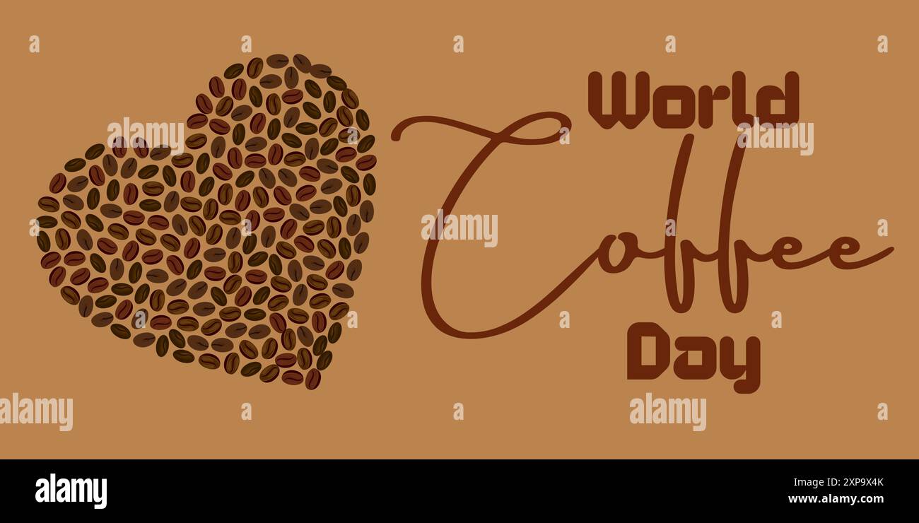 World Coffee Day event, Loving with Heart Shape of Coffee Beans, Symbol ...
