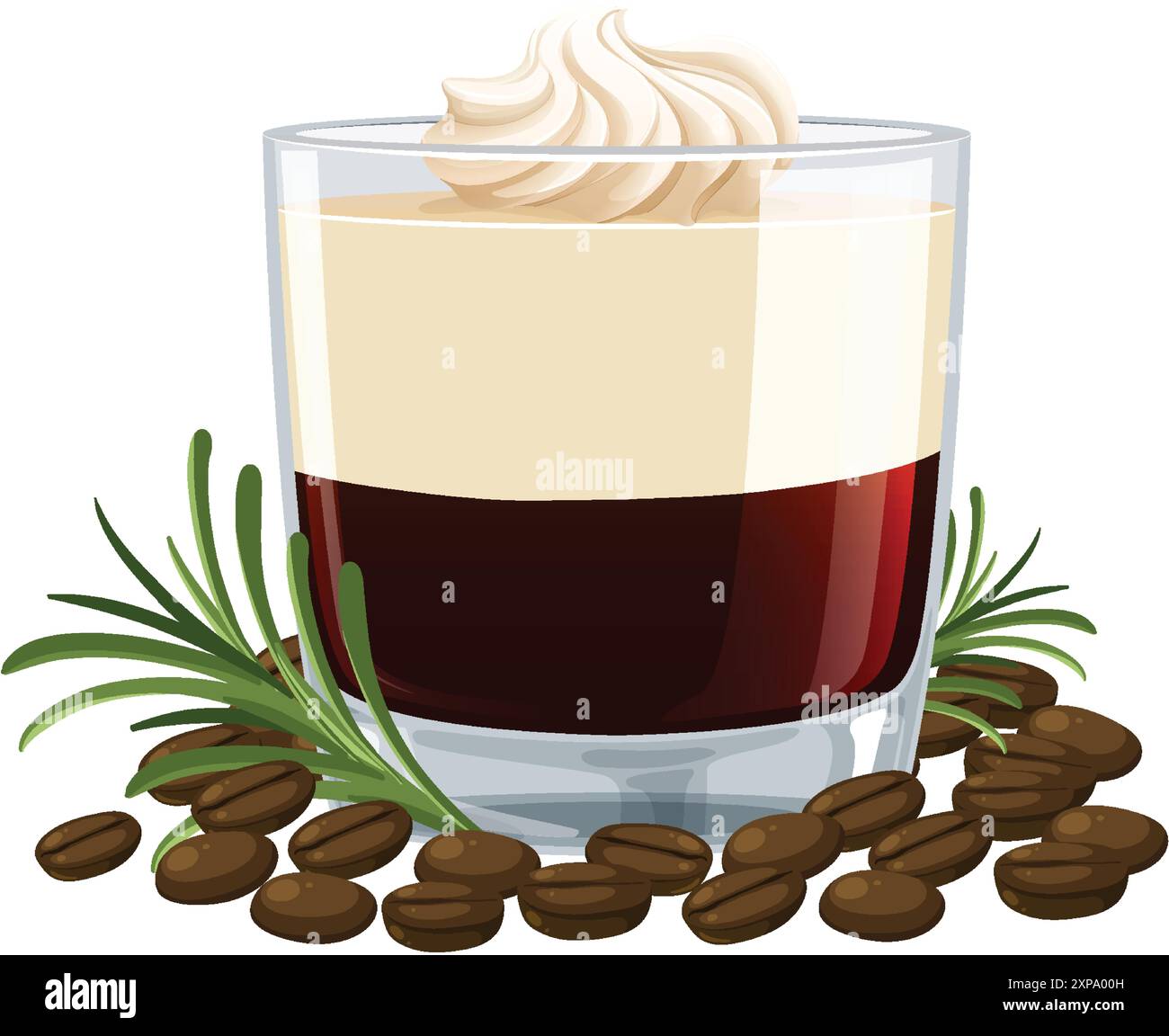 Coffee with cream and coffee beans illustration Stock Vector Image ...