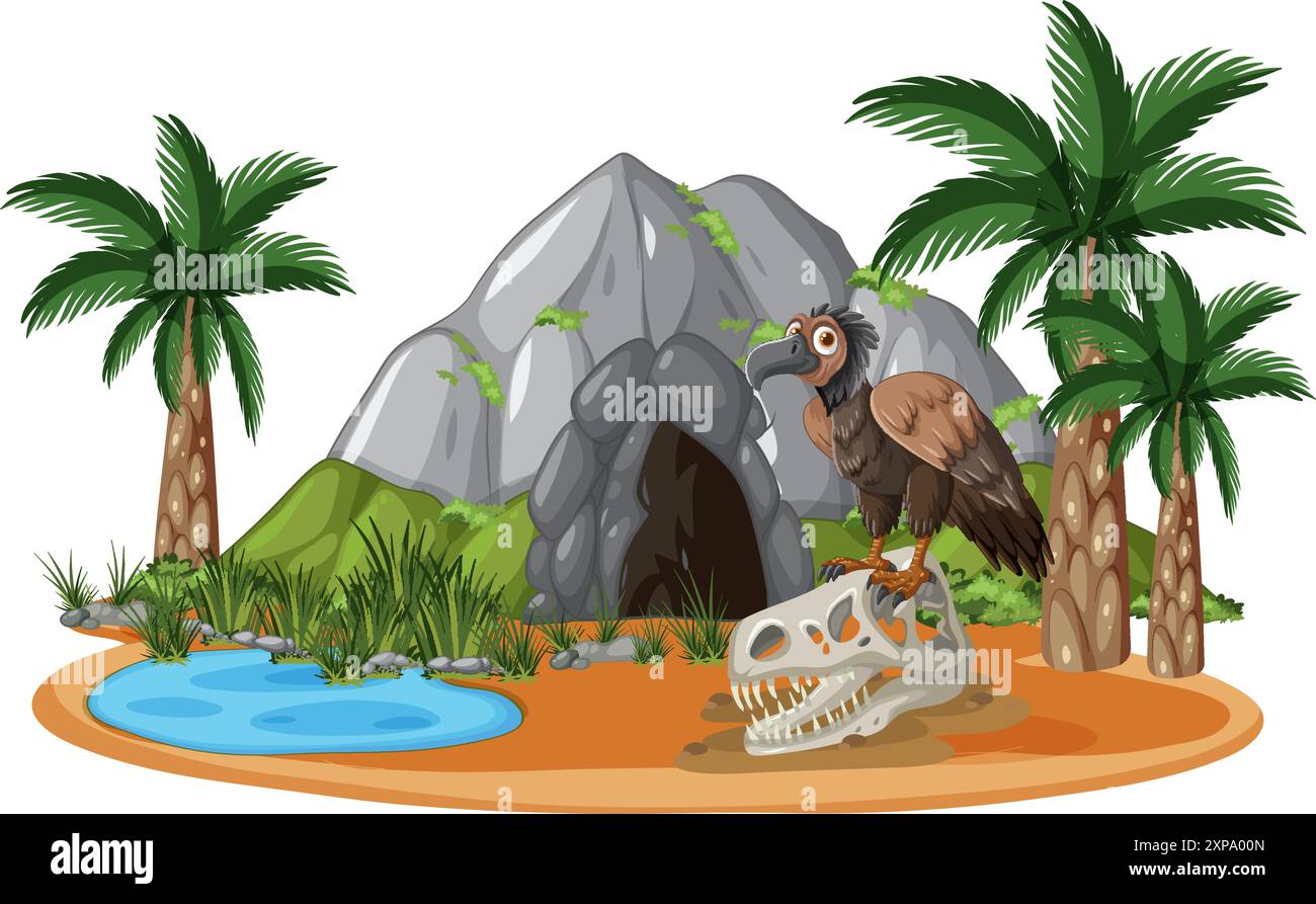 Palm trees rocks on Stock Vector Images - Alamy