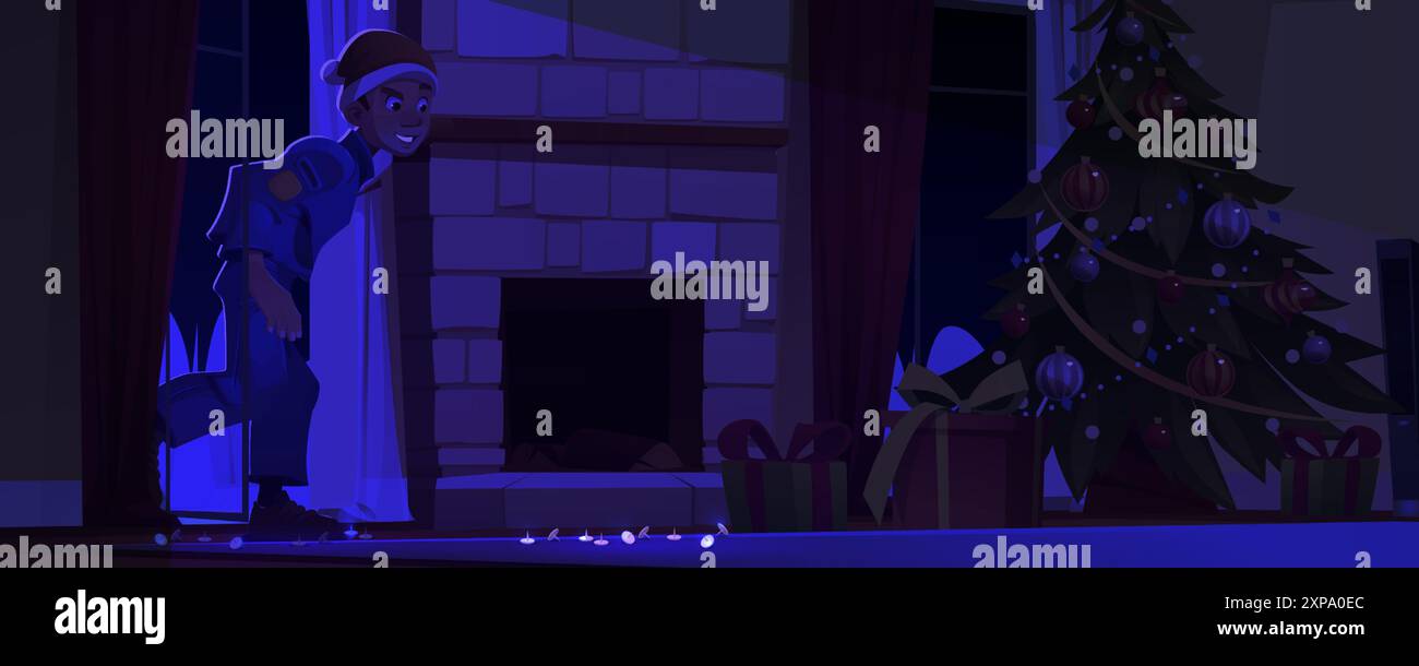 Male thief breaks into house with Christmas tree, decorations and gift ...