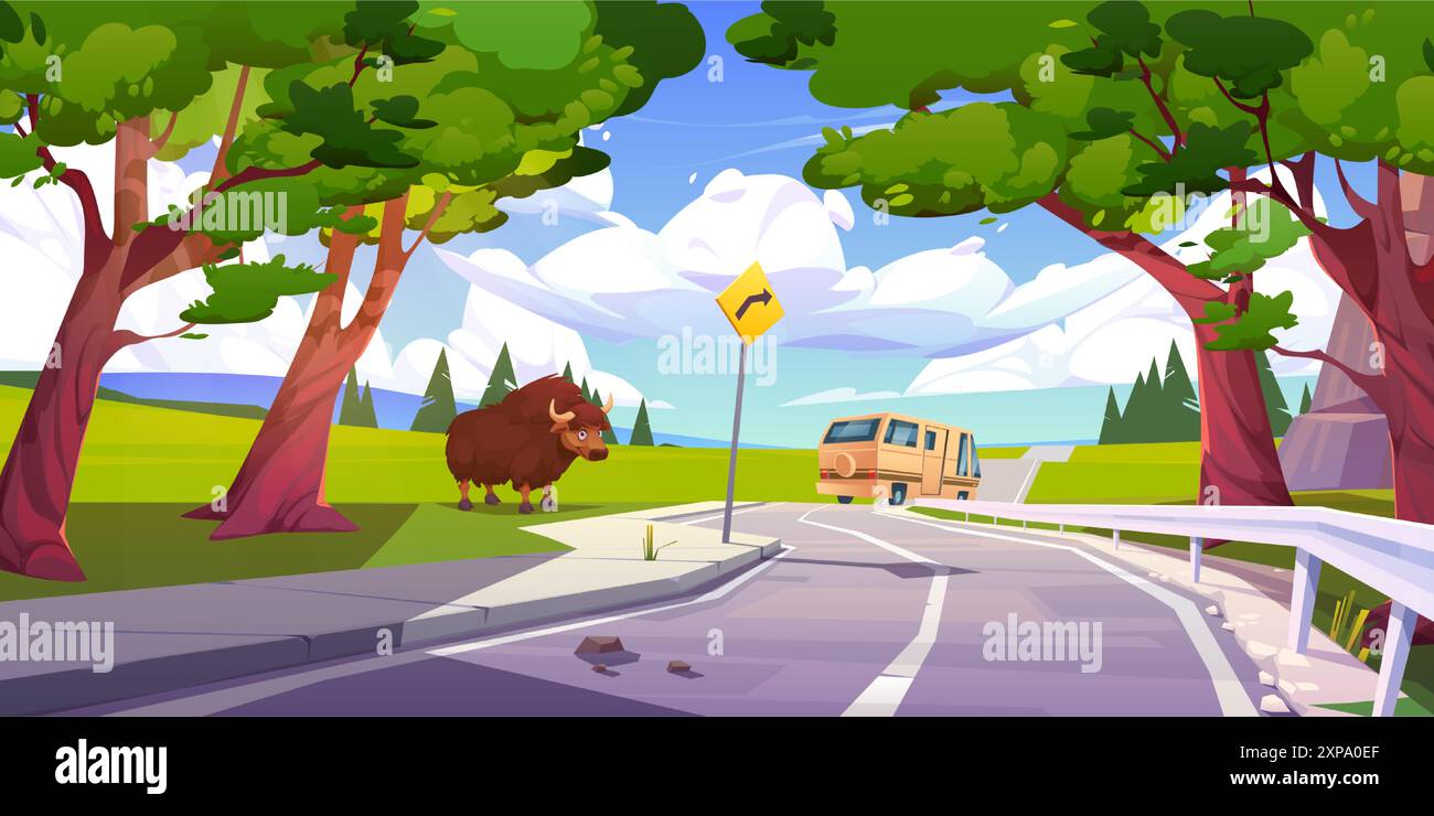 Driving on curvy road in Stock Vector Images - Alamy