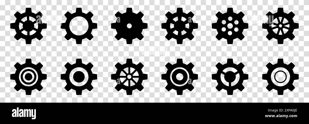 Collection of mechanical cogwheels. Gears icon set. Setting gears icon ...