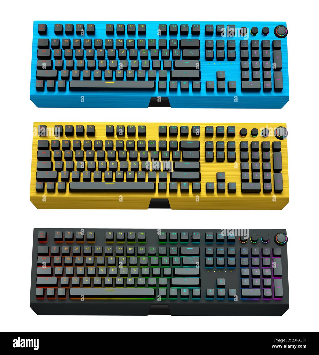 Collection of mechanical keyboards isolated on white background with ...