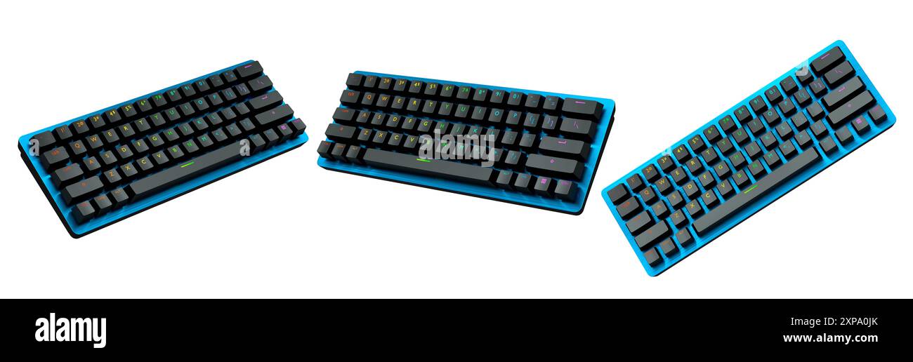 Collection of mechanical keyboards isolated on white background with ...