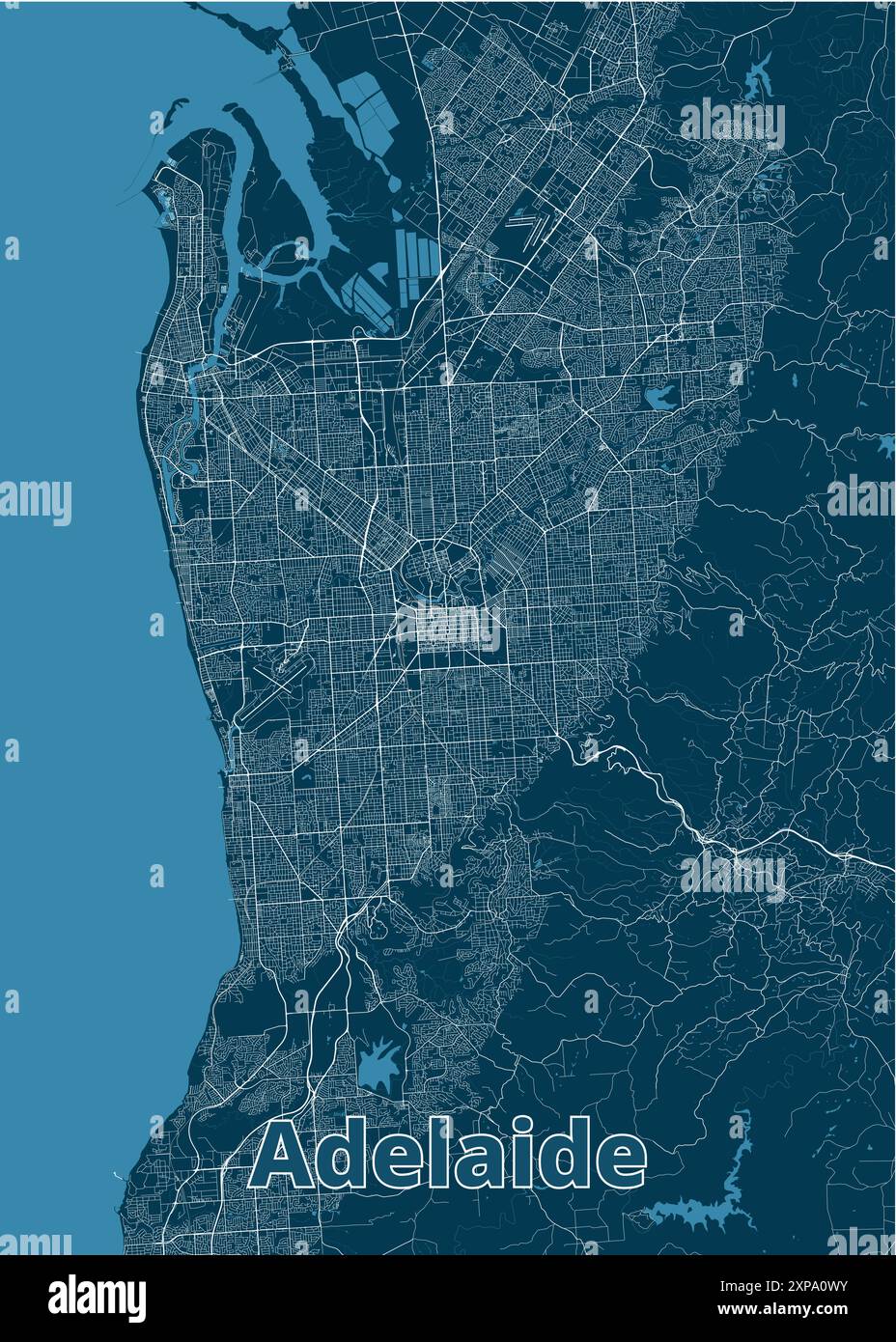 Adelaide, Australia artistic blueprint map poster art Stock Vector ...