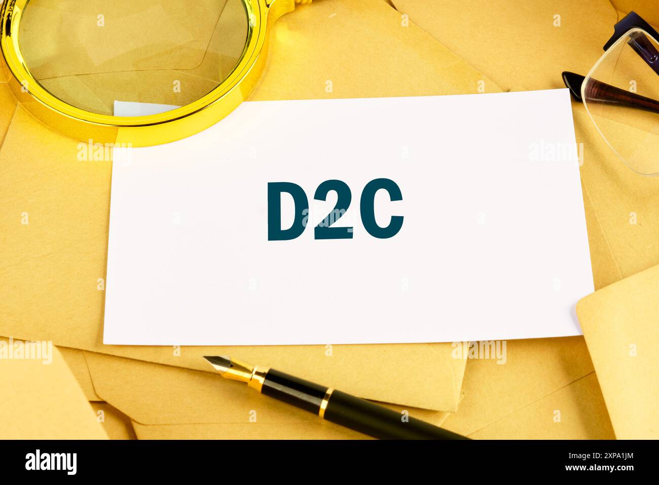 D2C direct to consumer symbol. Concept words D2C on a white business ...