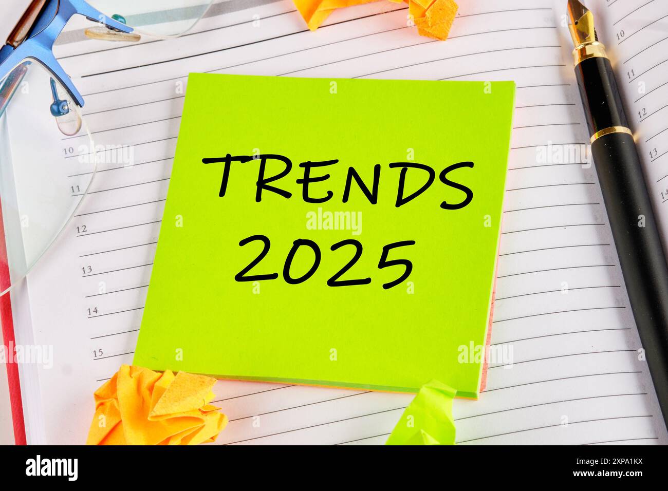 Conceptual trends 2025 symbol. Copy space. Trends 2025 words written on ...