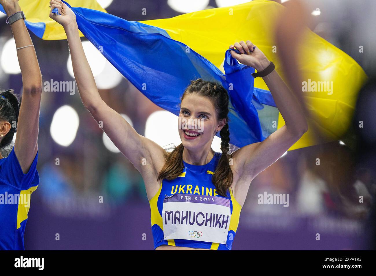 Yaroslava Mahuchikh of Ukraine celebrates after winning gold in the ...