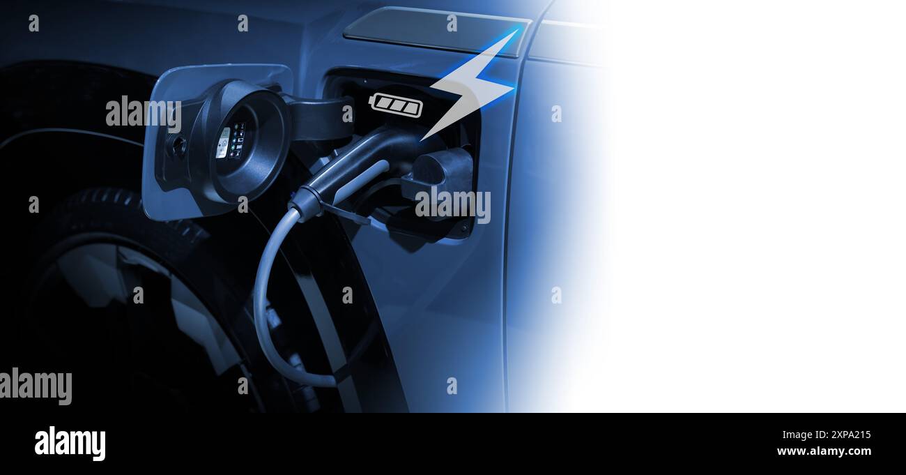 Power cable pump plug in charging power to electric vehicle EV car ...