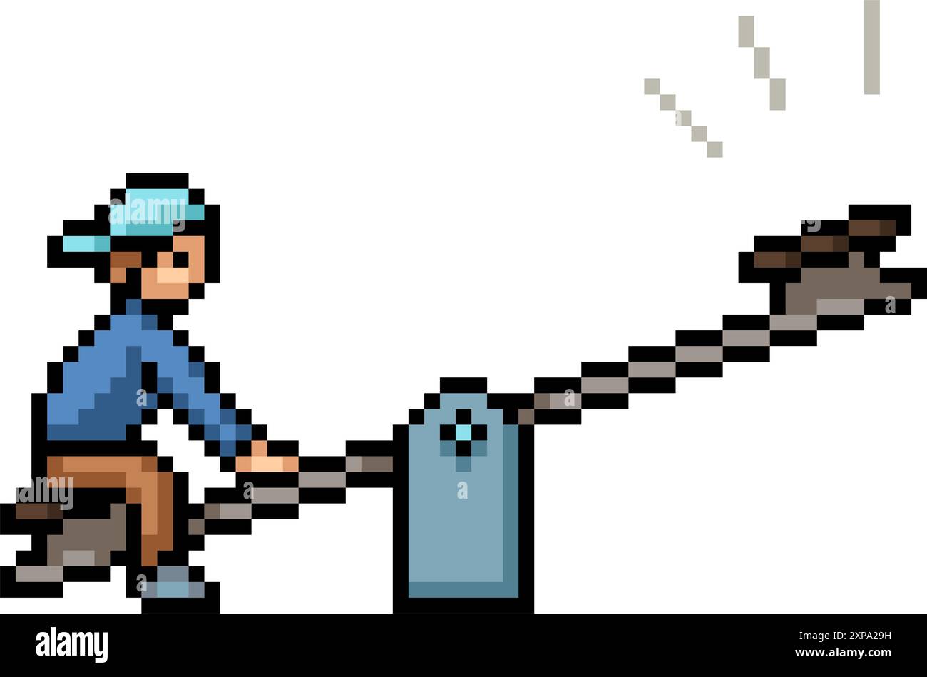 pixel art of boy seesaw alone isolated background Stock Vector Image ...