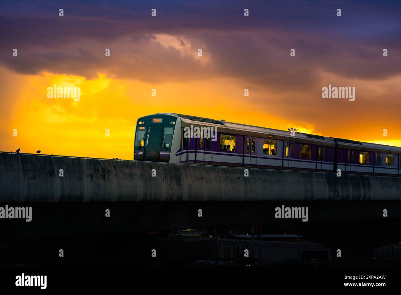 Nonthaburi-Thailand June 14, 2024: The Electric Sky Train MRT Purple ...