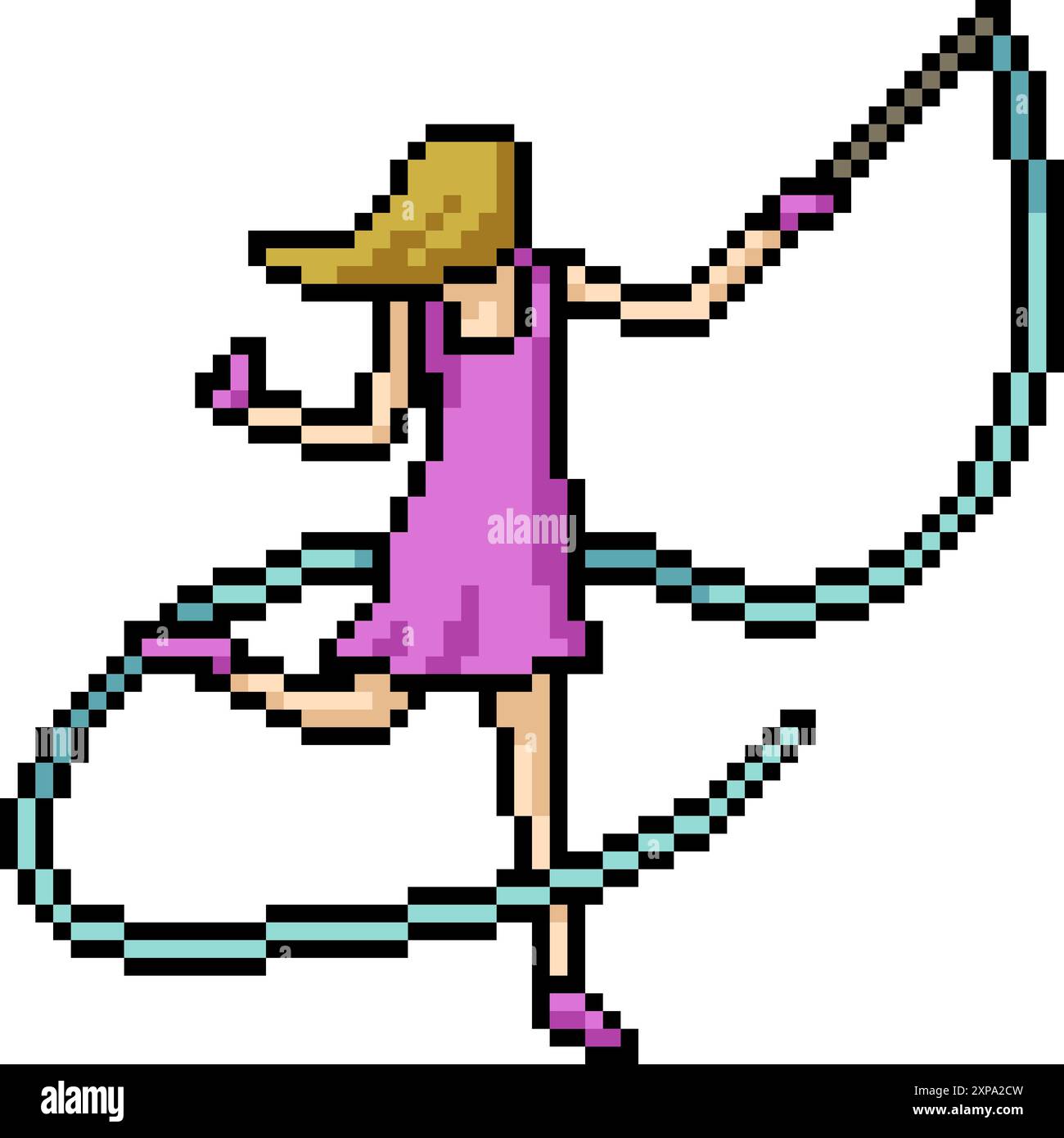 pixel art of woman ribbon dance isolated background Stock Vector Image ...