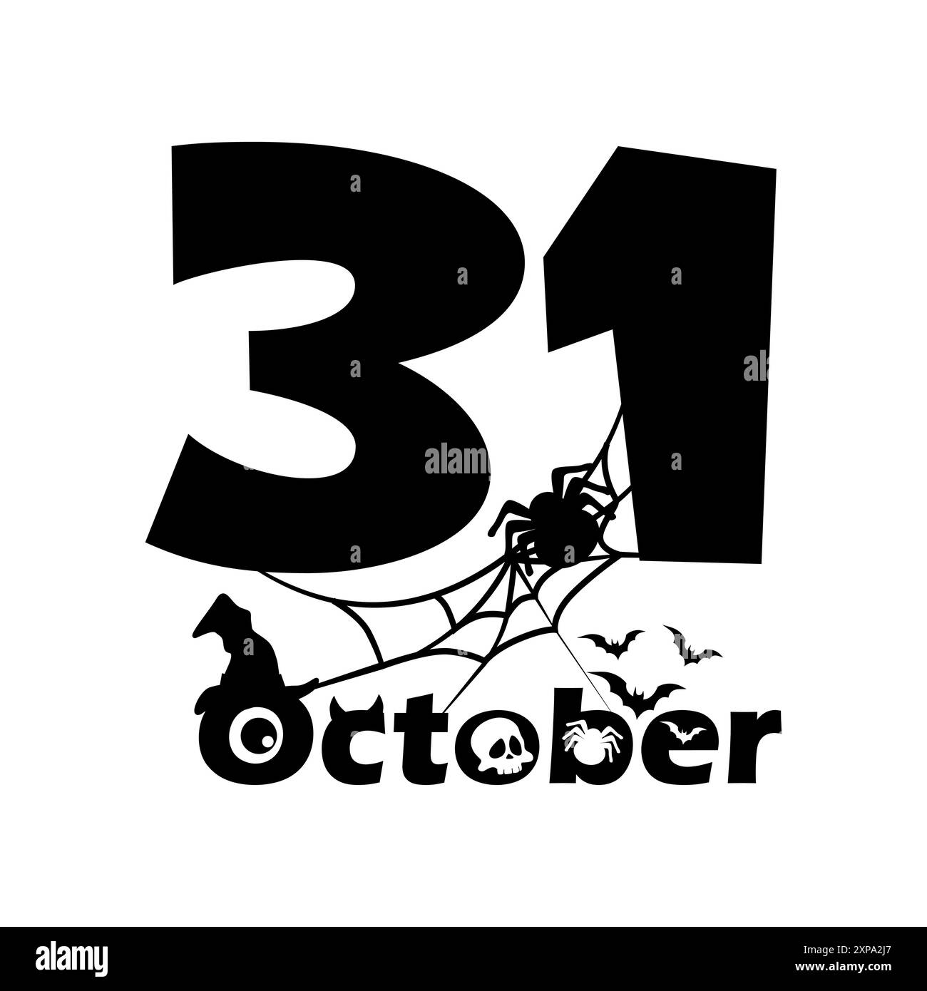 Halloween spooky phrase October 31 with a spider. Decorative element ...