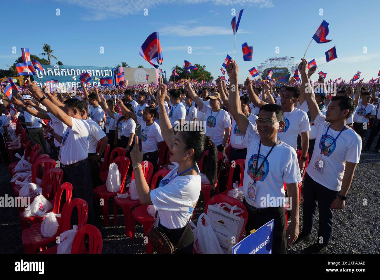 Cambodian civil servants attend a groundbreaking ceremony of China ...
