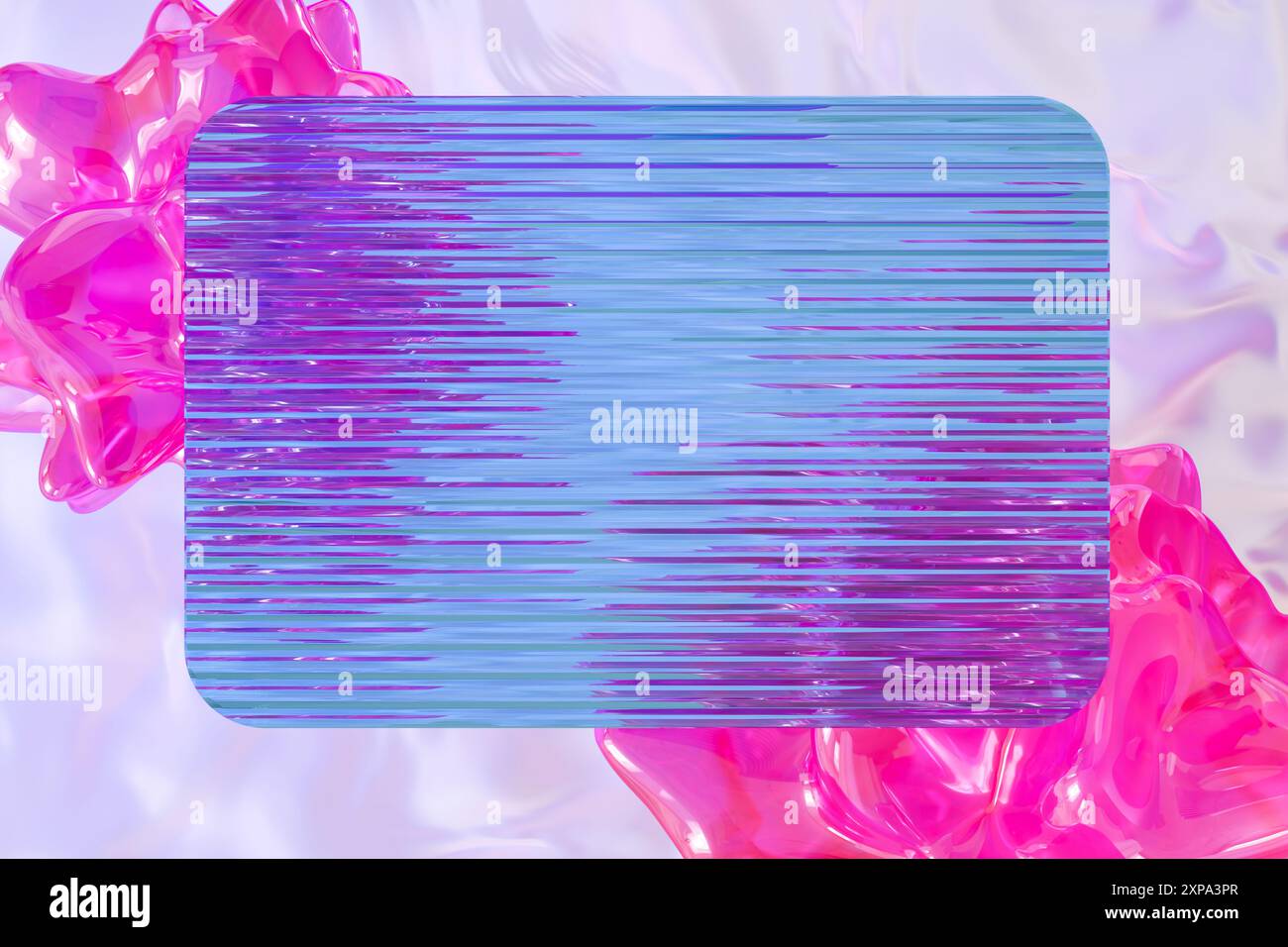 Vibrant background with purple fluted glass and pink abstract shapes, ideal for advertisements ...
