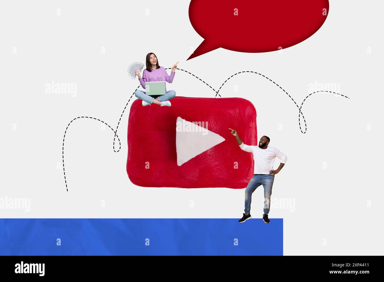 Trend artwork sketch image collage of workspace coworking friend lady ...