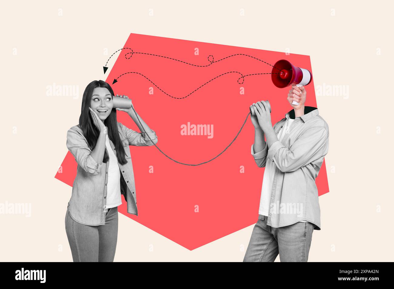 Trend artwork sketch composite photo collage of young man lady couple ...